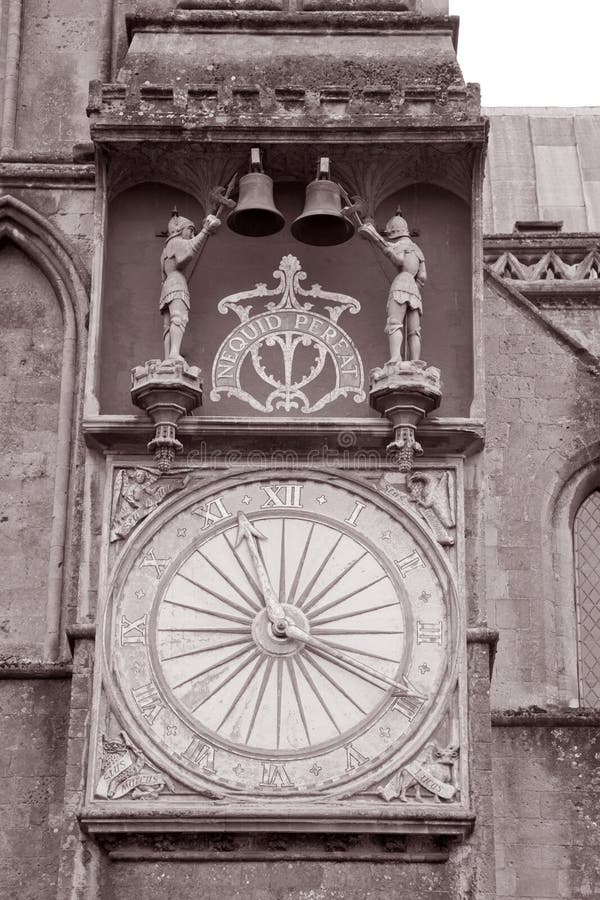 Clock on Wells Cathedral Church; England Stock Image - Image of ...