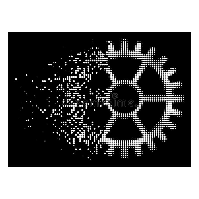 White Disintegrating Pixel Halftone Clock Wheel Icon Stock Vector ...