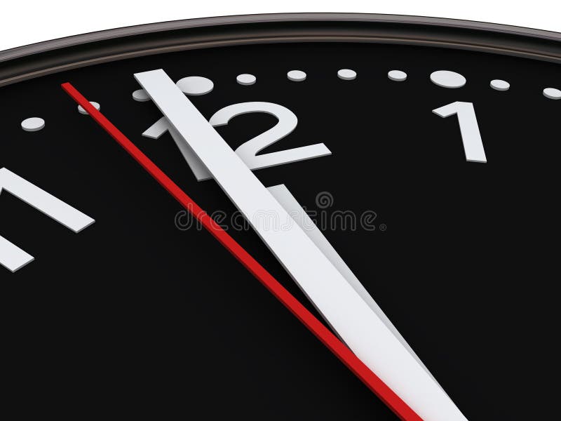 Clock at 12:00 Midnight or Noon Stock Illustration - Illustration of ...