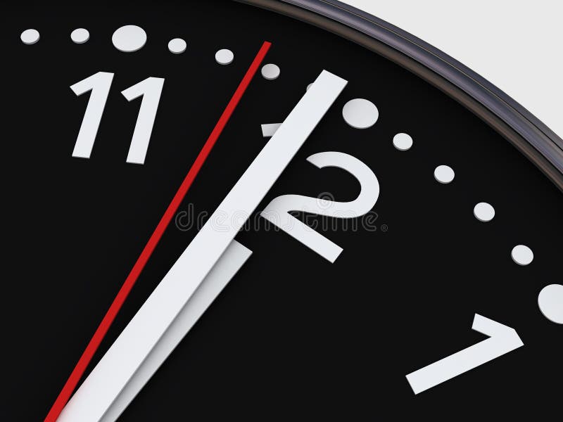 Clock at 12:00 Midnight or Noon Stock Illustration - Illustration of ...