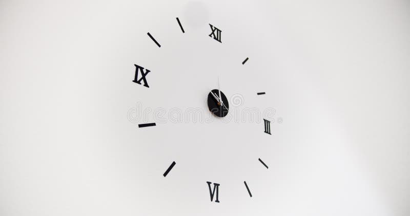 Clock on White Background and Movement of Clock Hands. Time Lapse Clock ...
