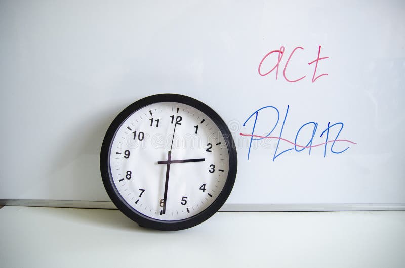 Clock on a White Background Plan or Act with an Introduction Stock ...