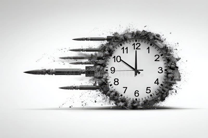 Creative Design of a Clock with Bullets and Dust Illustrating Time and ...
