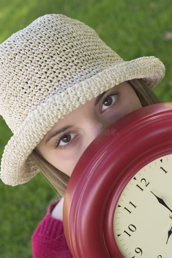 Clock Woman stock photo. Image of time, woman, clock, youth - 94430