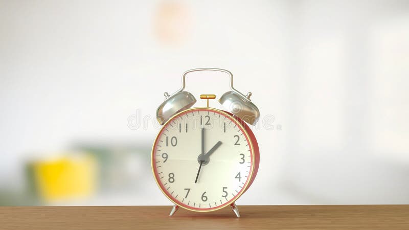 The Clock on Wood Table for Time Concept 3d Rendering Stock ...