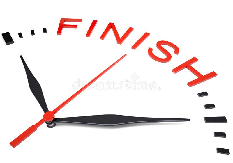 Clock with word finish stock illustration. Illustration of tense - 56914954