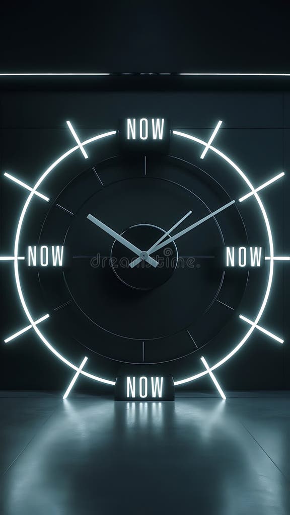 A Clock with the Word Now on it Stock Illustration - Illustration of ...