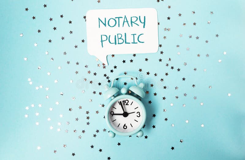 Clock with the Words Notary Public Written Above it Stock Image - Image ...