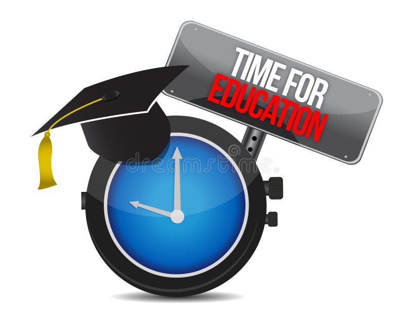 Clock with Words Time for Education Stock Illustration - Illustration ...