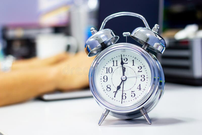 Clock on Work Desk in the Office Time of Businessman Stock Image ...