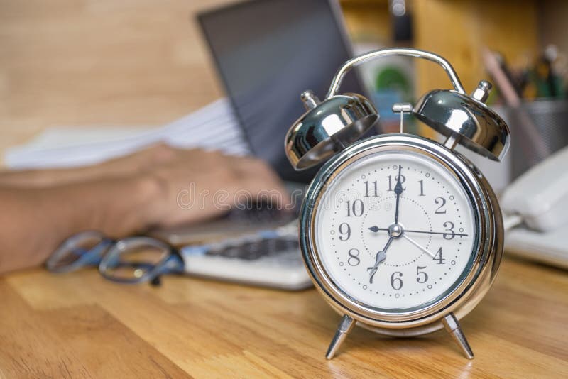 Clock on Work Desk in the Office Time of Businessman Working Concepts ...