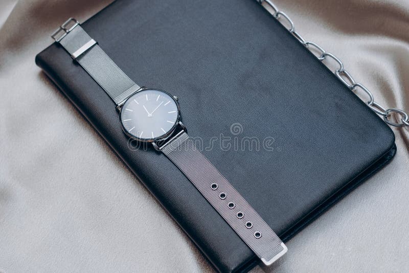 Clock and Work Notepad, Business and Time Management Concept. Stock ...