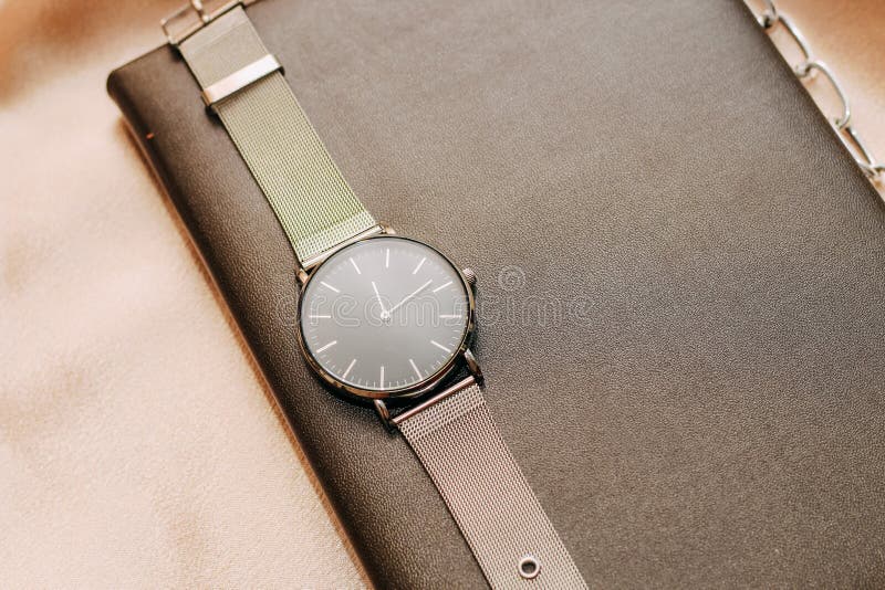 Clock and Work Notepad, Business and Time Management Concept. Stock ...