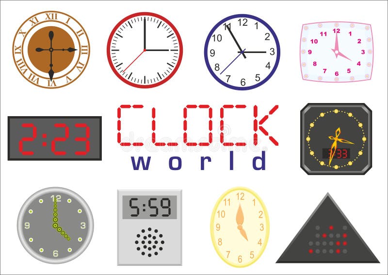 Clock world stock vector. Illustration of number, evening - 14418951