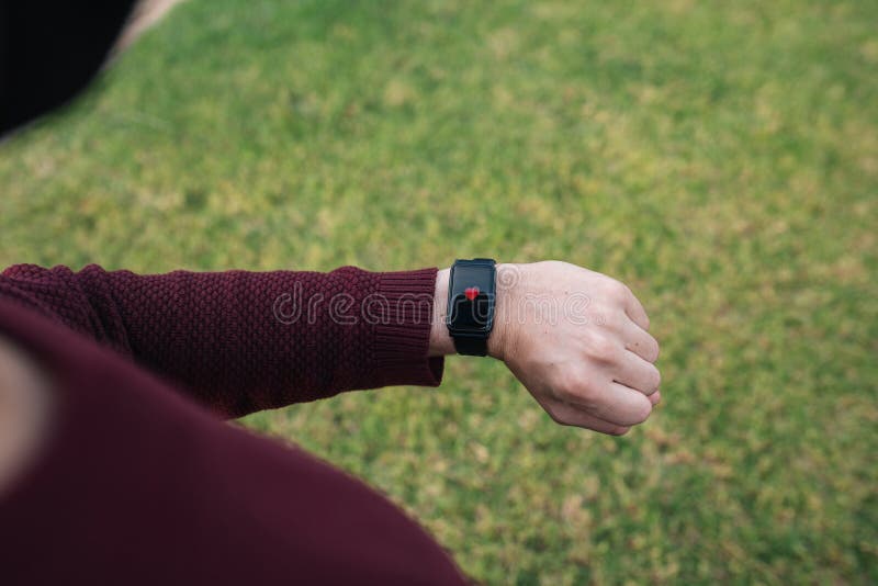 Clock on the Wrist Measuring a Person Pulse Stock Photo - Image of ...