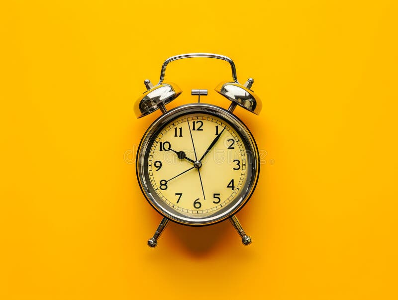 A Clock on a Yellow Background Stock Photo - Image of clock, alarm ...