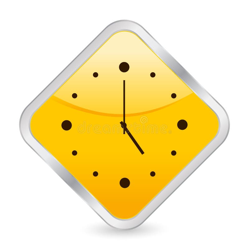 Clock yellow square icon stock vector. Illustration of design - 6169997