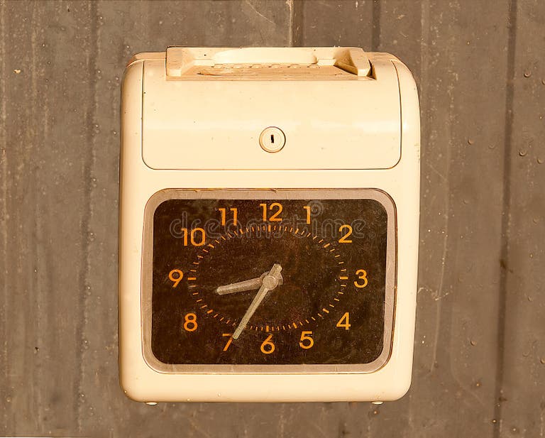 The Clocking in machine stock image. Image of late, hand - 24033443