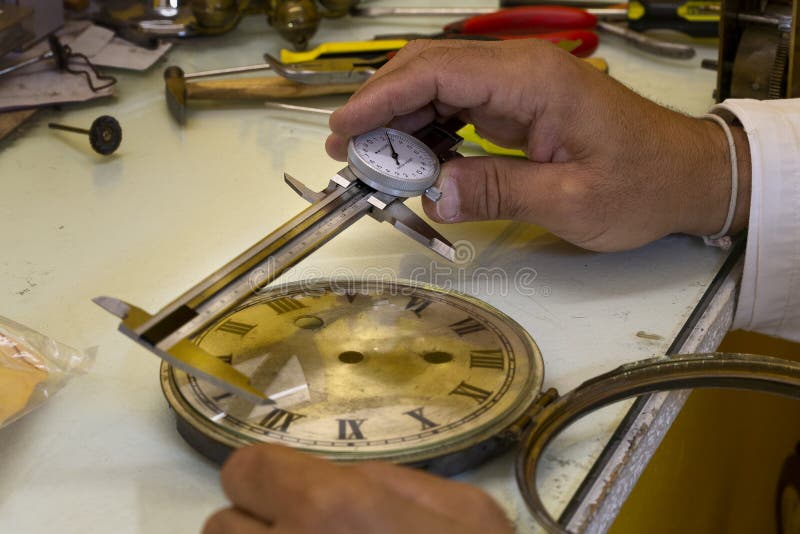 Clockmaker Measure Mantelclock Dial with Caliber Stock Photo - Image of ...