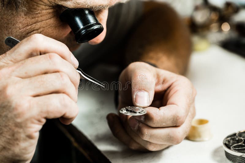 Clockmaker Repairing Wrist Watch Stock Photo - Image of focus ...