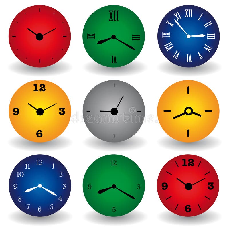 Watch or Clock Faces Vector Stock Vector - Illustration of blue ...