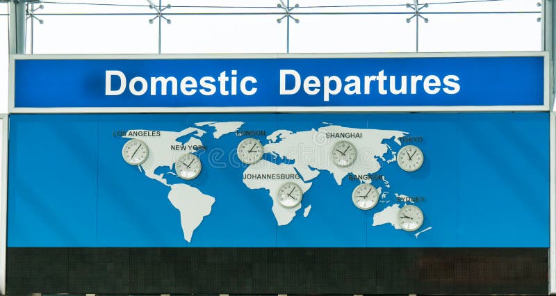 Clocks in an Airport Showing the Time Stock Image - Image of clock ...