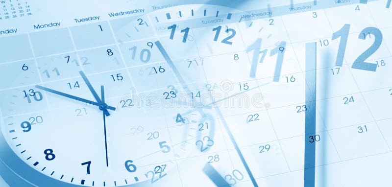 Clocks and Calendars Blue Composite Stock Image - Image of reminder ...