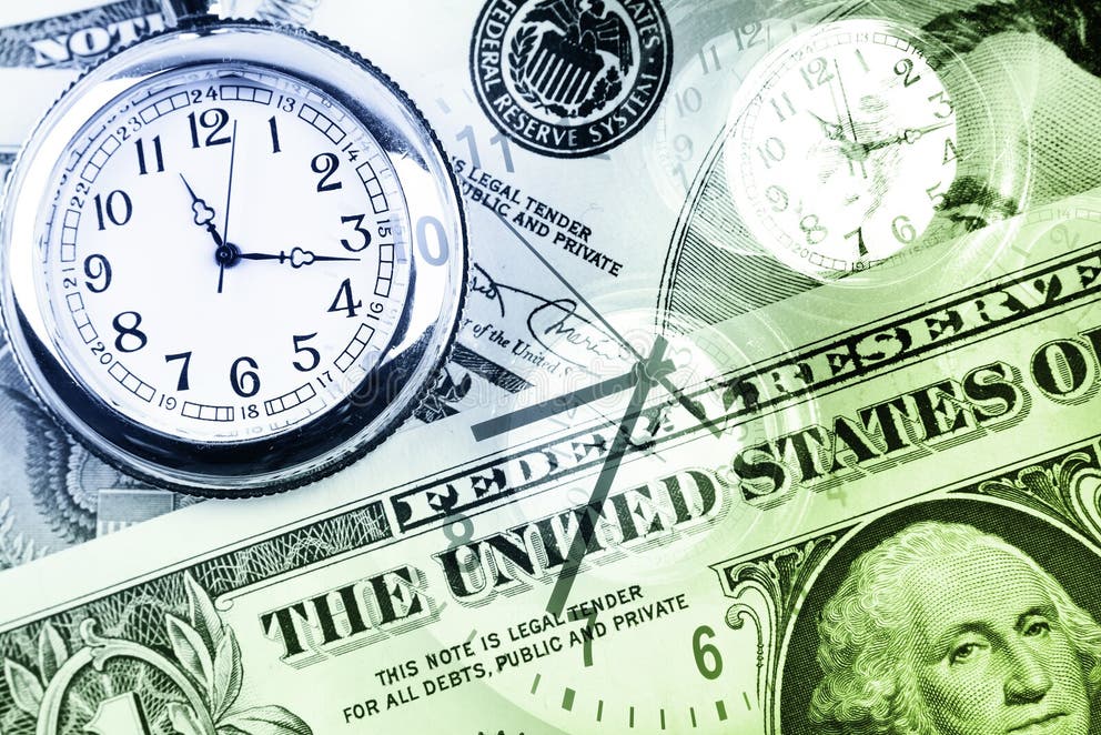 Clocks and cash stock image. Image of dollars, finance - 27174873