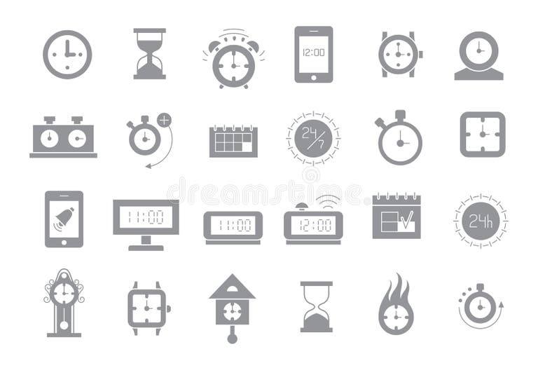 Clocks gray vector icons stock vector. Illustration of black - 74820099