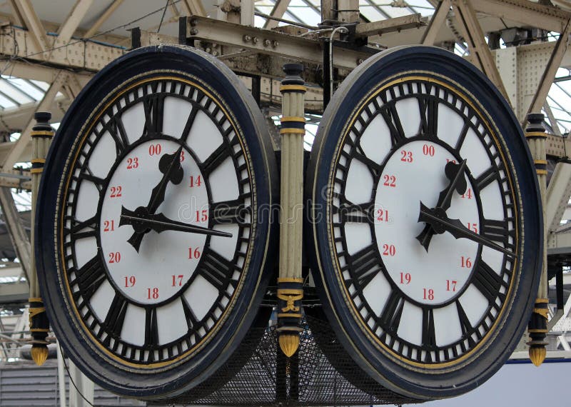 Clocks with 24 Hours Markings at Waterloo Station Editorial Stock Photo ...