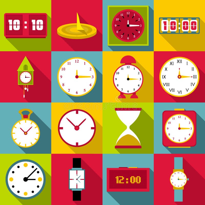 Set of 6 clocks icons stock vector. Illustration of design - 12397826