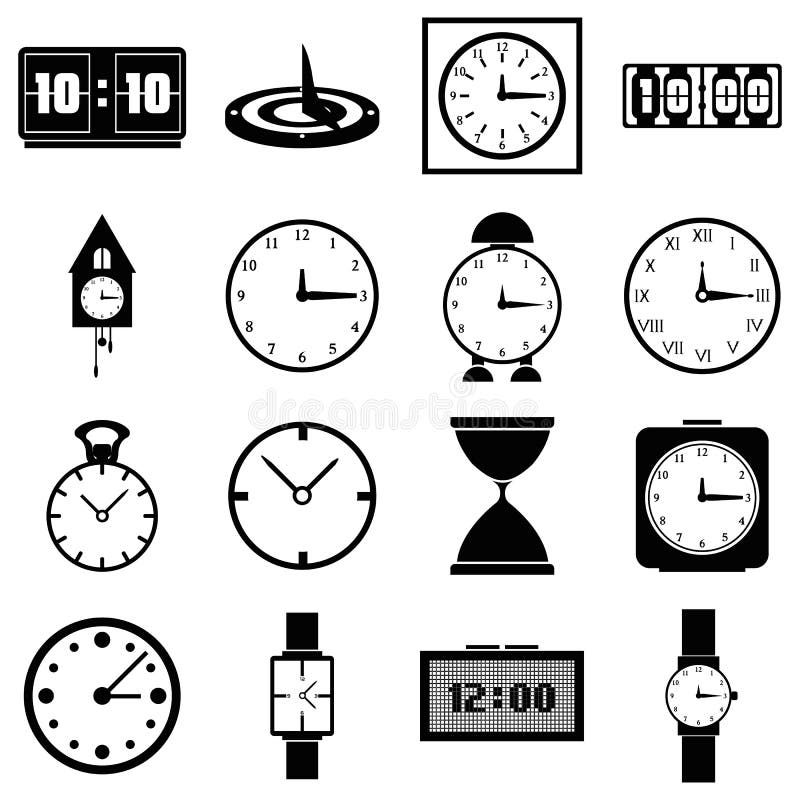 Set of 6 clocks icons stock vector. Illustration of design - 12397826