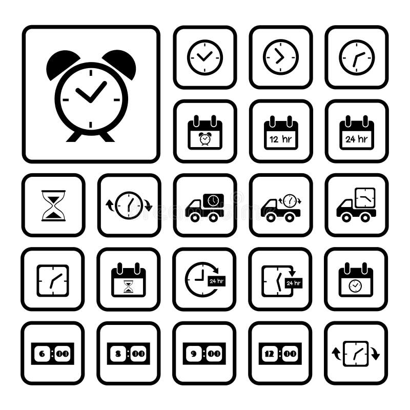Set of 6 clocks icons stock vector. Illustration of design - 12397826