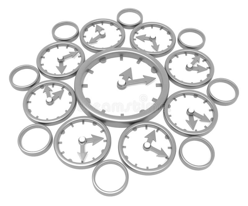 Clocks Metal Cluster stock illustration. Illustration of rendering ...