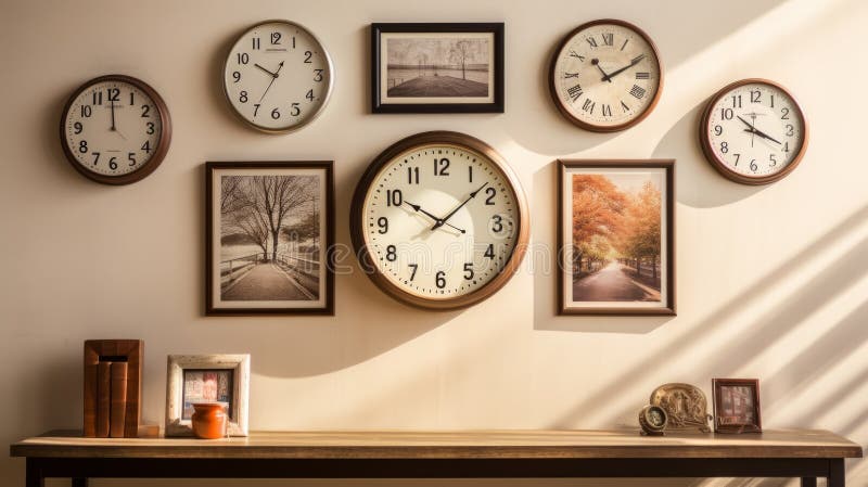 Clocks Picture Frame: Assortment of Realistic Landscape Clocks Stock ...