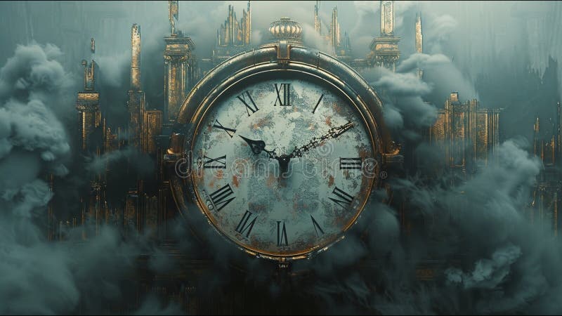 Clocks River of Time Multiple Clockfaces Roman Numerals Stock ...