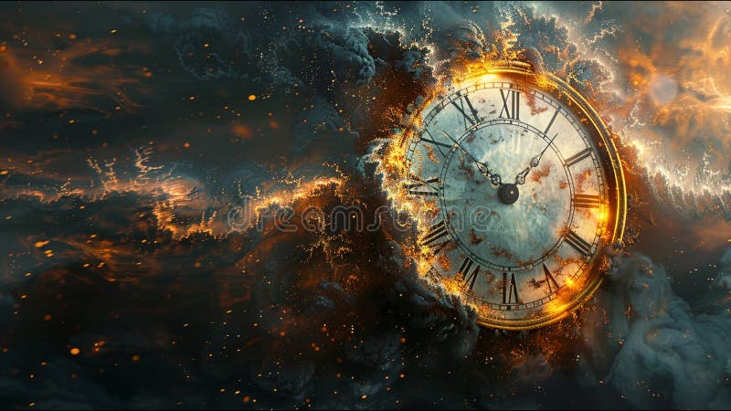 Clocks River of Time Multiple Clockfaces Roman Numerals Stock ...