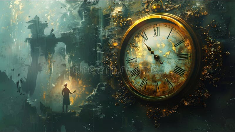 Clocks River of Time Multiple Clockfaces Roman Numerals Stock ...