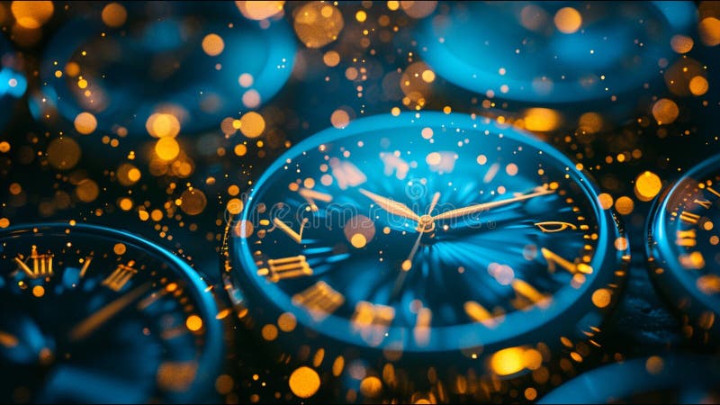 Clocks River of Time Multiple Clockfaces Roman Numerals Stock ...