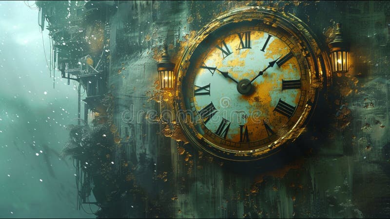 Clocks River of Time Multiple Clockfaces Roman Numerals Stock ...