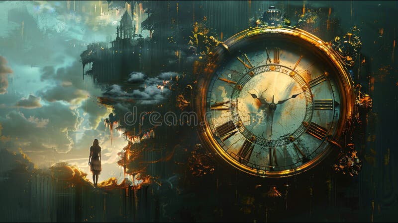 Clocks River of Time Multiple Clockfaces Roman Numerals Stock ...