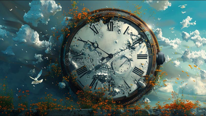 Clocks River of Time Multiple Clockfaces Roman Numerals Stock ...