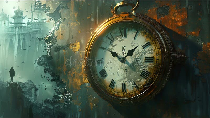 Clocks River of Time Multiple Clockfaces Roman Numerals Stock ...