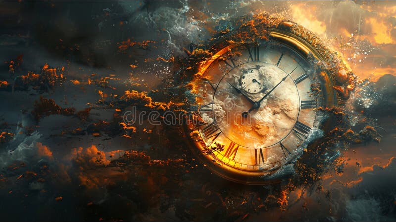 Clocks River of Time Multiple Clockfaces Roman Numerals Stock ...