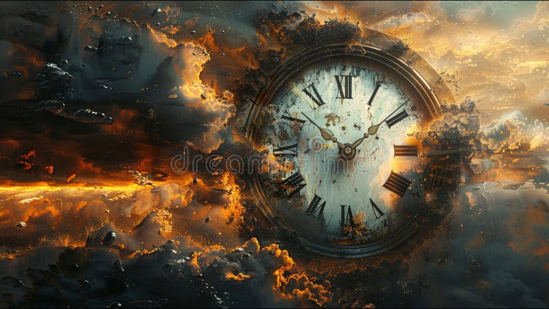 Clocks River of Time Multiple Clockfaces Roman Numerals Stock ...
