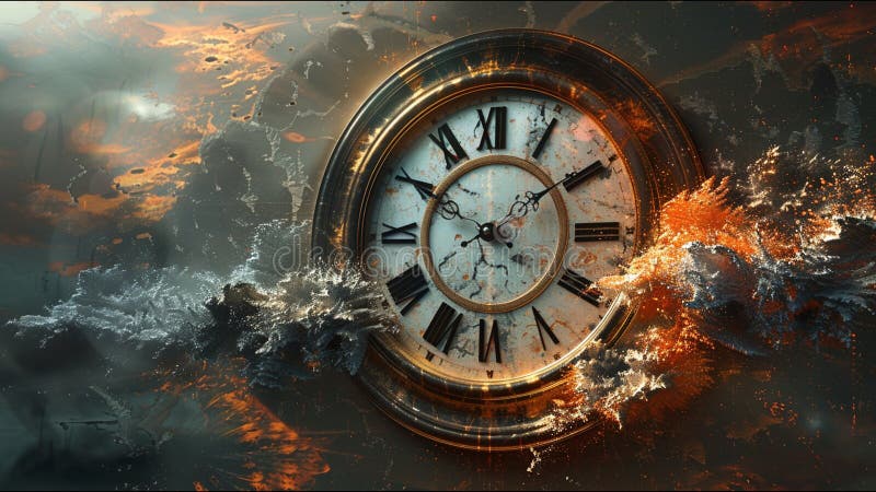 Clocks River of Time Multiple Clockfaces Roman Numerals Stock ...
