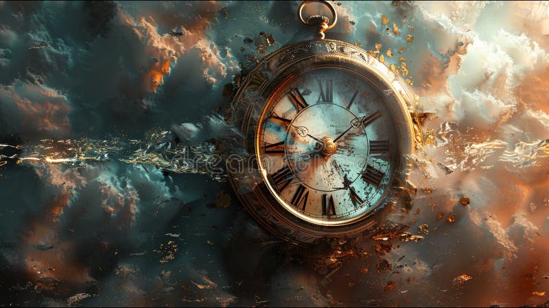 Clocks River of Time Multiple Clockfaces Roman Numerals Stock ...