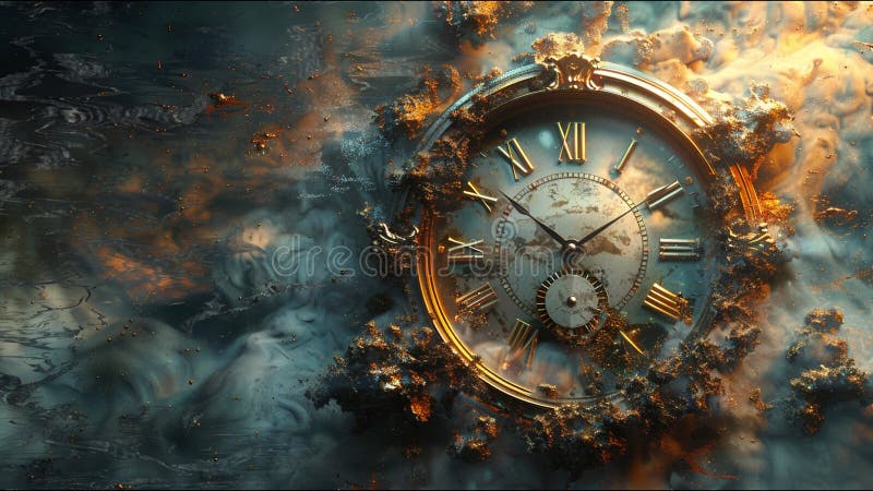 Clocks River of Time Multiple Clockfaces Roman Numerals Stock ...