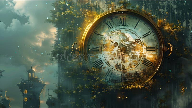 Clocks River of Time Multiple Clockfaces Roman Numerals Stock ...