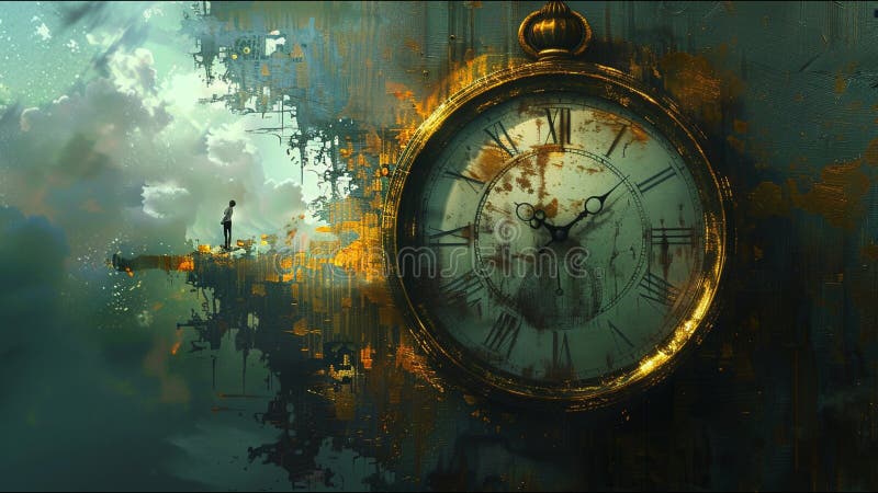 Clocks River of Time Multiple Clockfaces Roman Numerals Stock ...